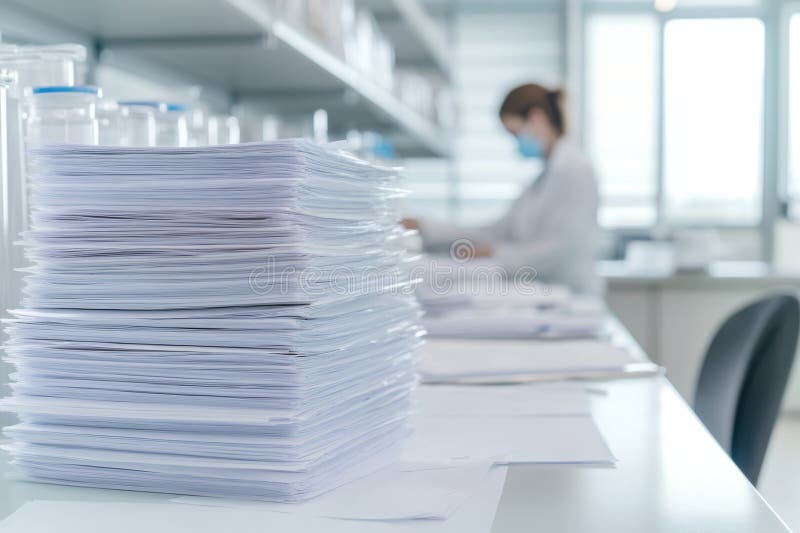 Research Papers and Samples on a Desk Reveal the Dedication of a ...