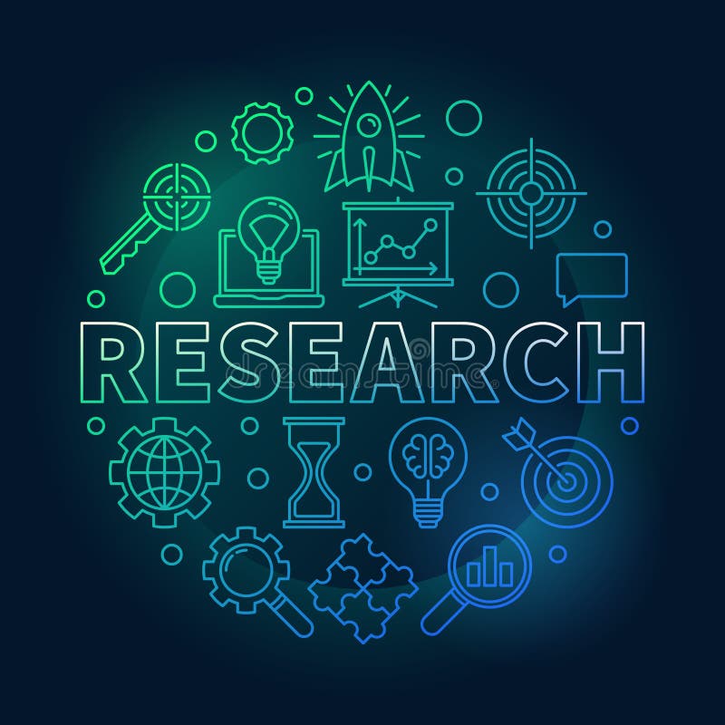 Research Round Vector Illustration in Thin Line Style Stock Vector ...