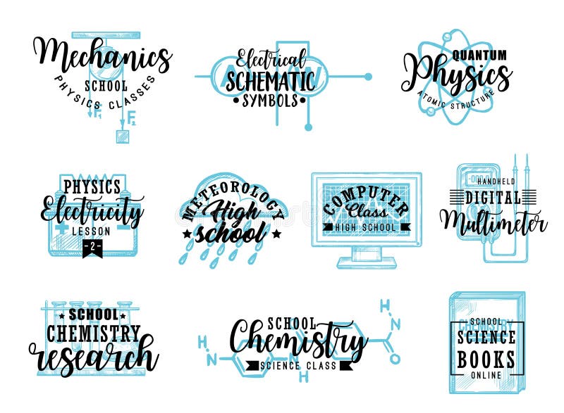 Research , Science Subjects Lettering Icons Stock Vector - Illustration ...