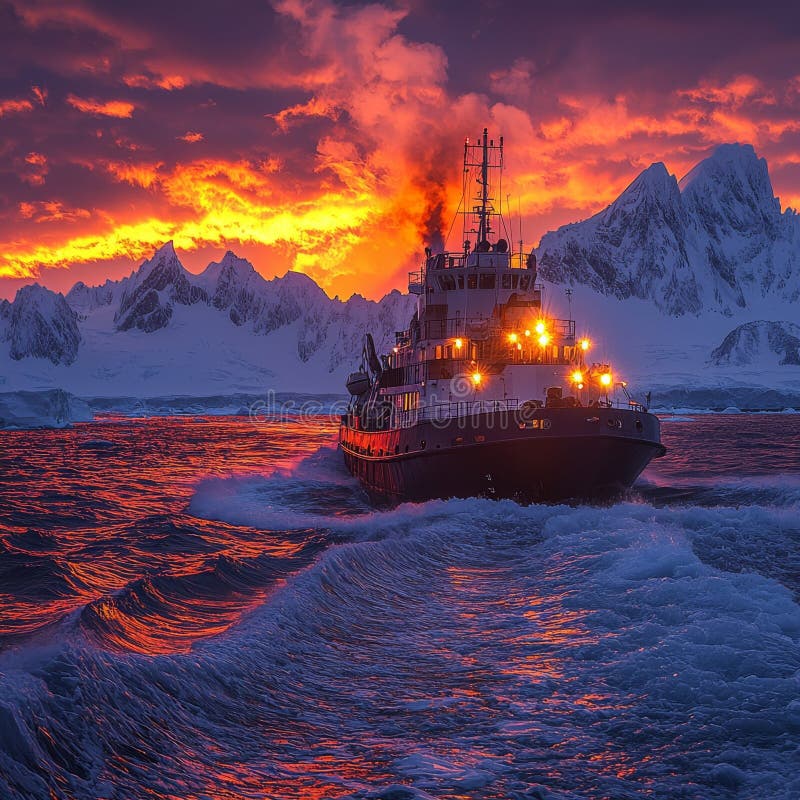 A Research Ship Investigating Marine Mammals in the Arctic Circle. Stock Photo - Image of ocean ...