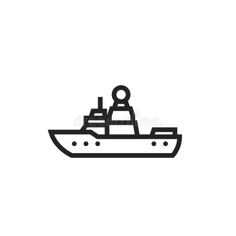 Research Ship Line Icon. Scientific and Oceanographic Research Vessel ...