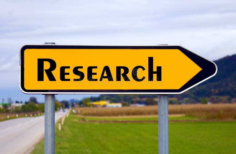 Research sign board. stock image. Image of banner, brand - 208953671