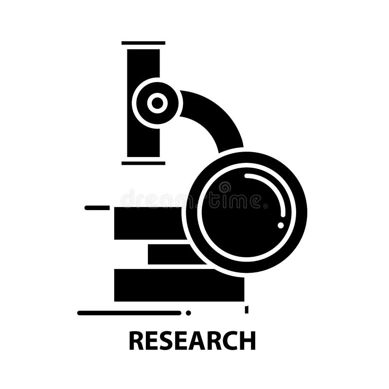 Research Sign Icon, Black Vector Sign with Editable Strokes, Concept ...
