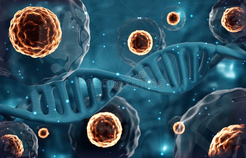 Research of Stem Cells. Stem Cells Under a Microscope. Cellular Therapy ...