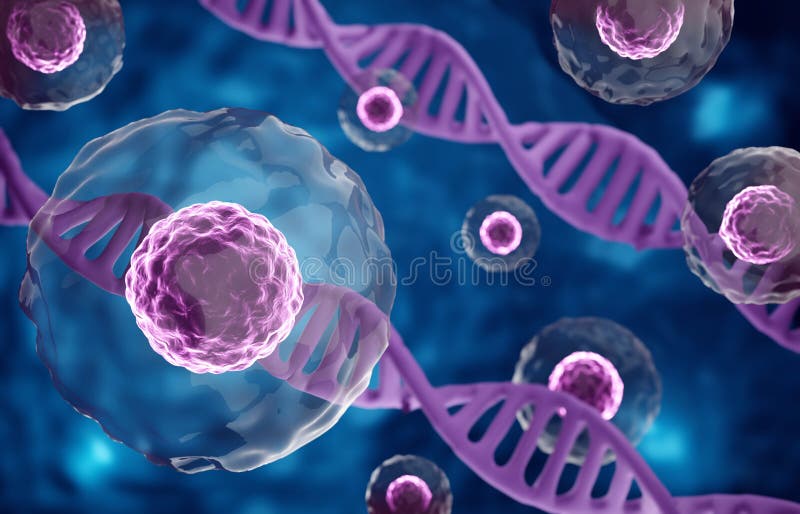 Research of Stem Cells. Stem Cells Under a Microscope. Cellular Therapy ...