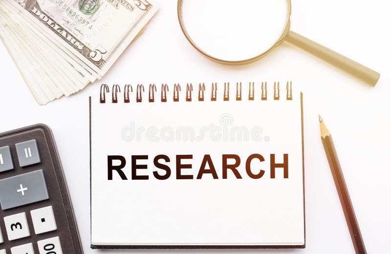 Research Text on White Notepad Around Office Tools. Business Concept ...