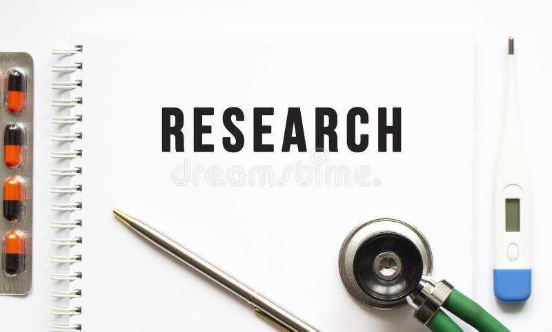 RESEARCH Text Written in a Notebook Lying on a Desk and a Stethoscope ...