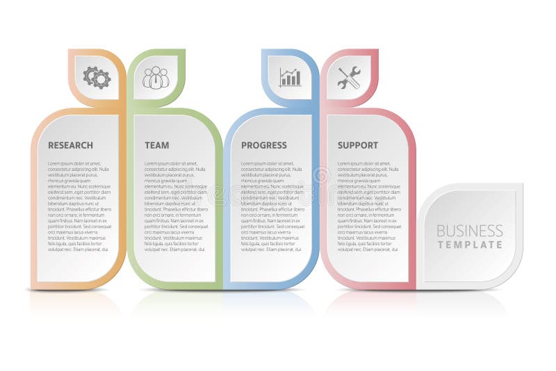 Research, Timeline, 4 Steps, Workflow, Strategy, Label Editorial Stock ...