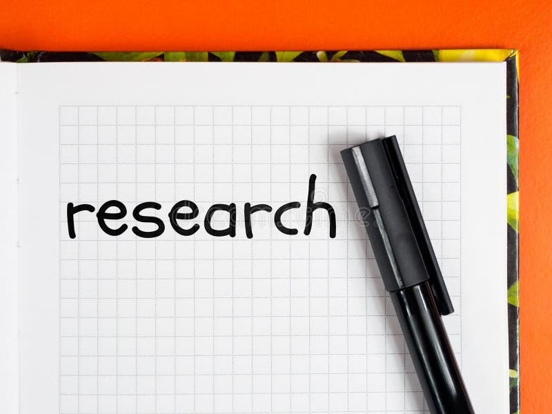 Research Title Inscription on Notepad Page Colored Background Stock ...