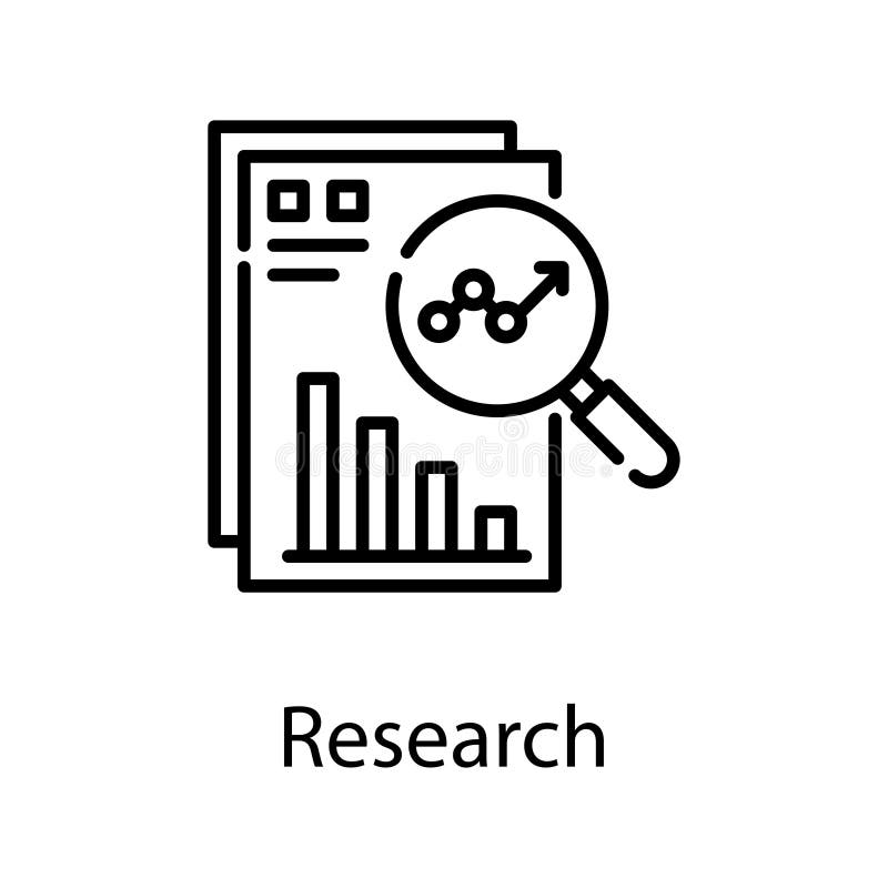 Research Vector Outline Icon Design Illustration. Creative Process Symbol on White Background ...