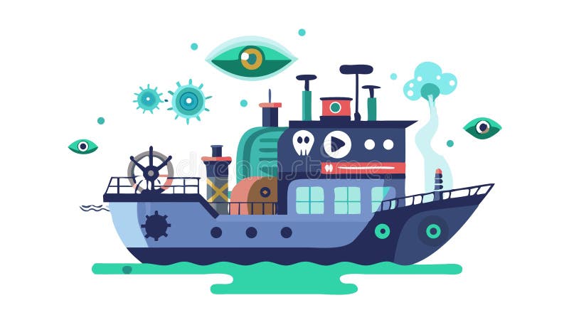 Research Vessel with Radar, Marine Science Exploration, Vector Design ...