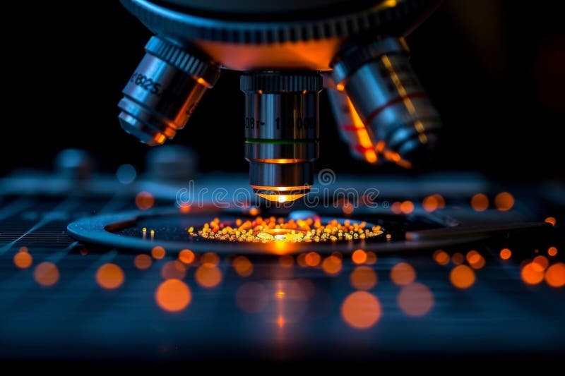 Researcher Adjusting Modern Microscope in Laboratory Close Up of ...