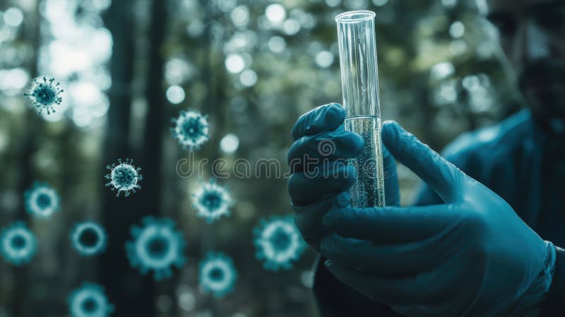 Researcher Analyzing Virus Samples in Laboratory Setting Outdoors Stock ...