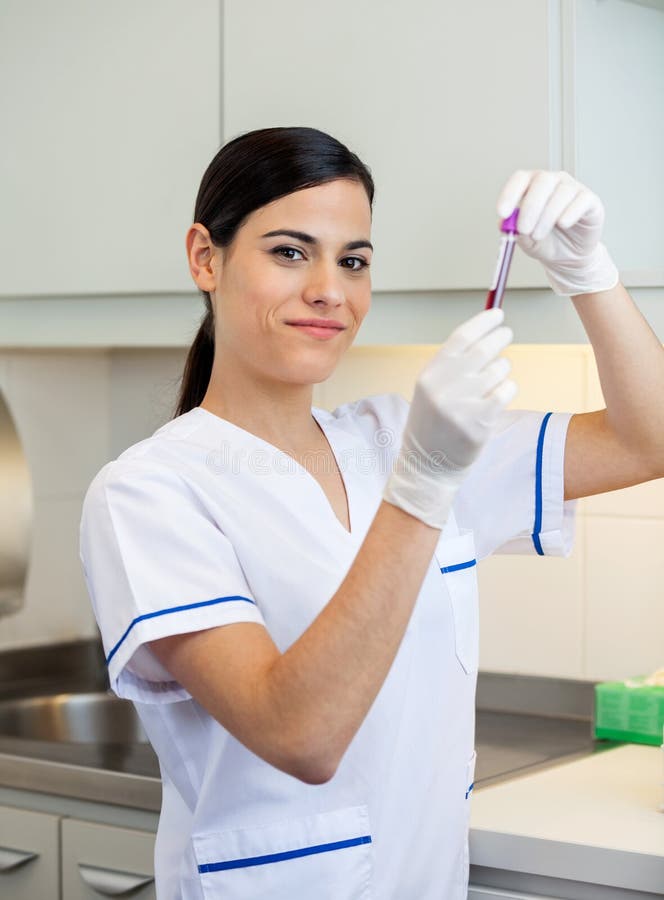 Researcher with Blood Sample in Lab Stock Photo - Image of person ...