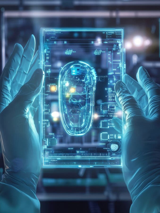 High Tech Display Showing a Digital Interface in a Laboratory Setting ...