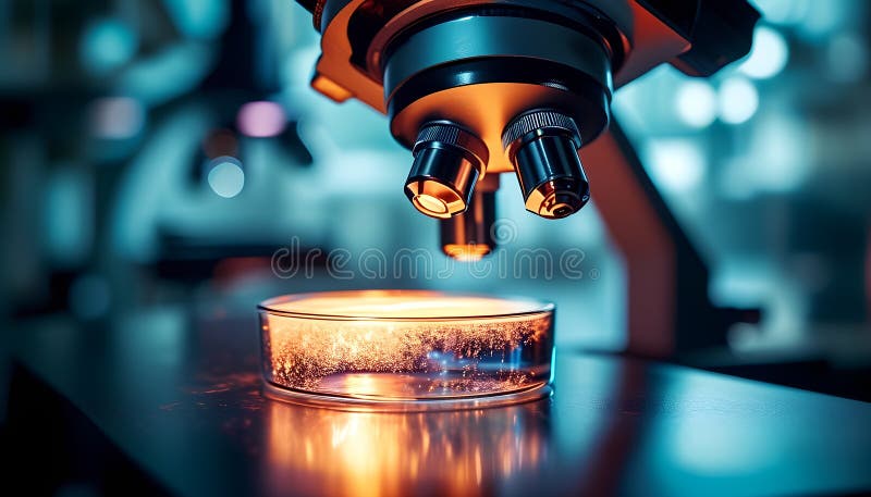 Researcher Observing Glass Slide Under Fluorescent Light Stock ...