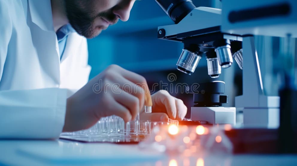 Working Under Microscope Stock Illustrations – 32 Working Under ...
