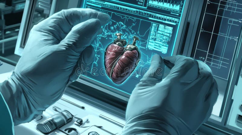 Scientist Analyzes Human Heart in High Tech Laboratory Setting with ...