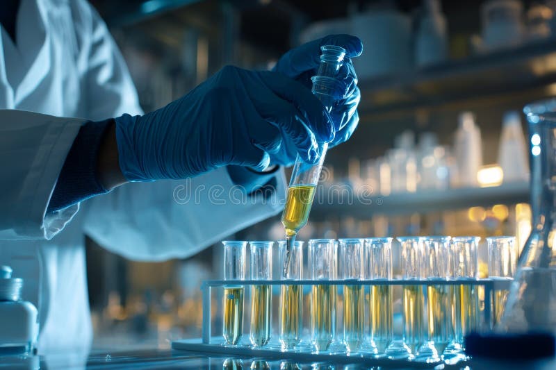 Researcher Using Microscope in Clean Lab. Stock Illustration ...