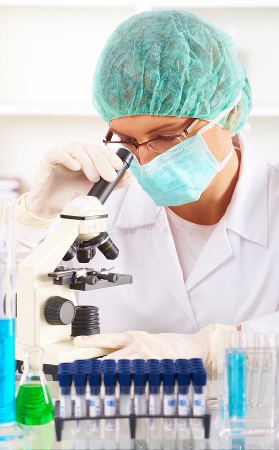 Microscope Laboratory - Woman Medical Research Stock Photo - Image of ...