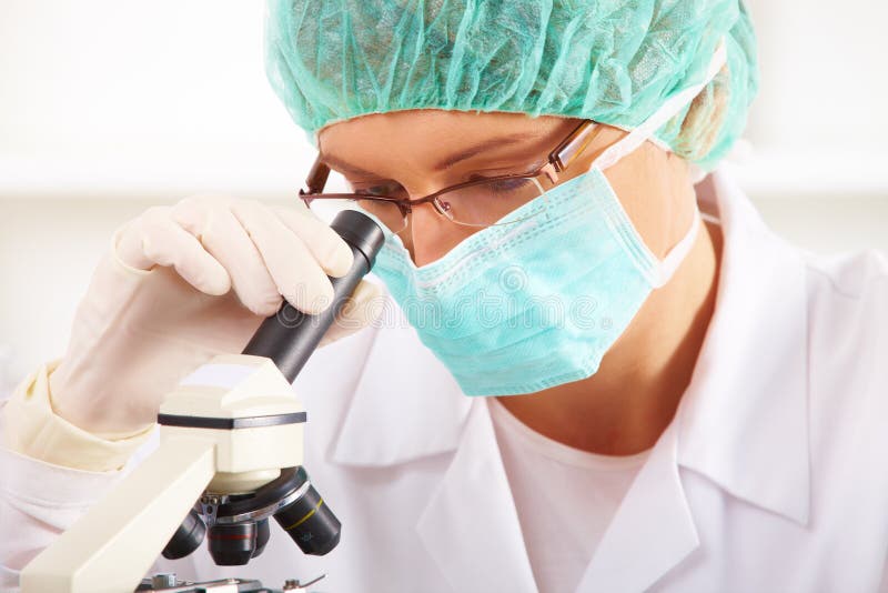 Microscope In Laboratory Room Stock Photo - Image of room, laboratory ...