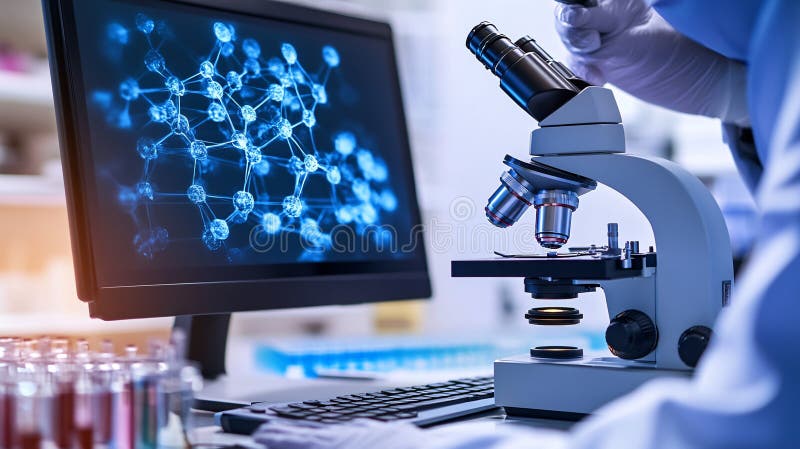 Researcher Using Microscope in Laboratory Setting Stock Illustration ...