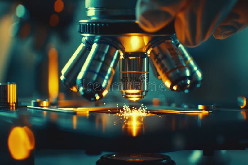 Researcher Using a Microscope To Gather Data for a Clinical Trial in ...