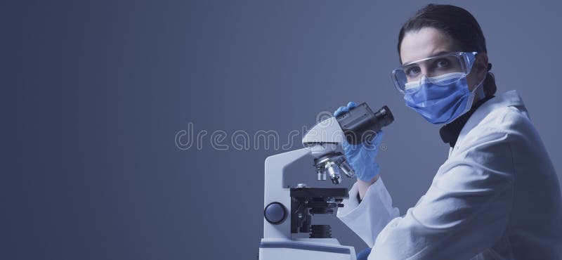 Researcher Using a Professional Microscope Stock Photo - Image of ...
