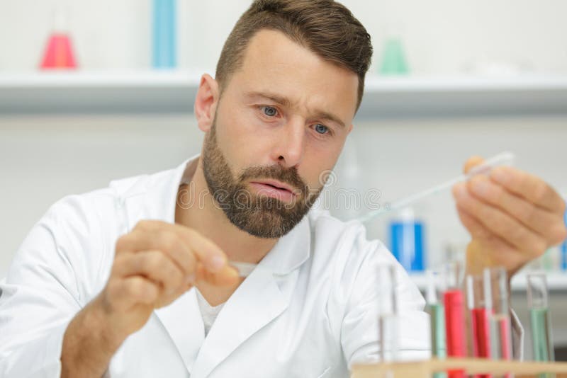 Researcher at Work in Laboratory with Pipette Stock Image - Image of ...