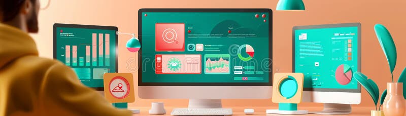 Researcher at Work in a Sustainable Office, Using Advanced Software for ...