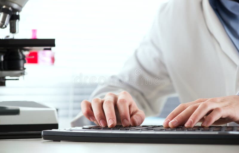 Researcher Working at Computer Stock Photo - Image of computer ...