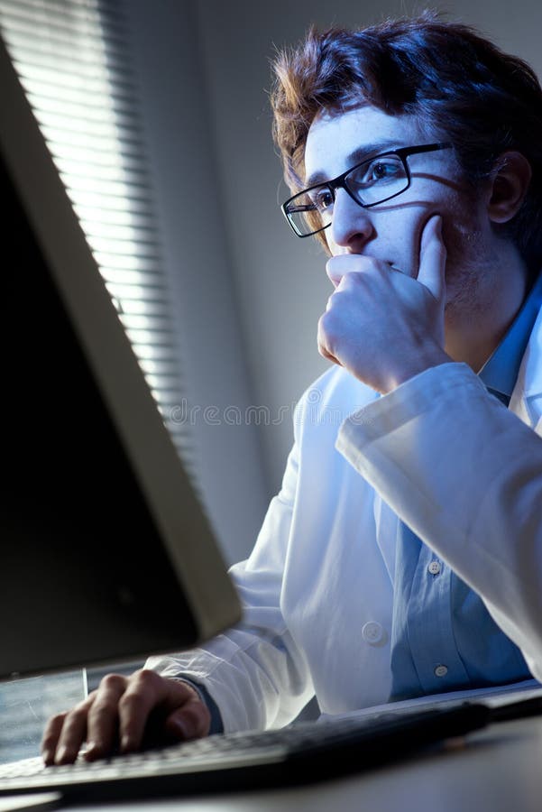 Medical Technician Hand On Lab Computer Keyboard Stock Photo - Image of ...