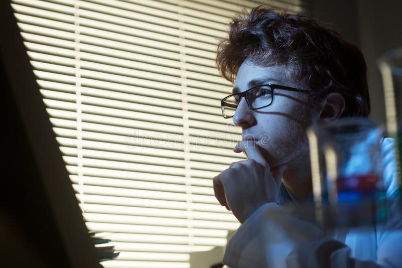 Researcher Working at Computer Stock Image - Image of science ...