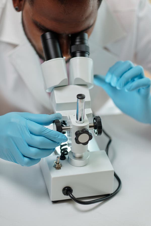 Researcher Working with Microscope Stock Image - Image of expert ...