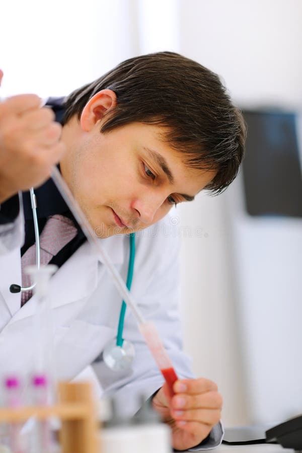 Researcher Working with Microscope in Laboratory Stock Image - Image of ...