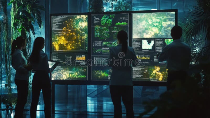 Researchers Analyzing Biodiversity Data in Modern Laboratory Setting ...