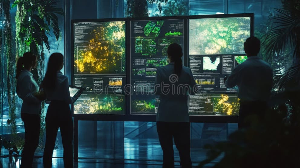 Researchers Analyzing Biodiversity Data in Modern Laboratory Setting ...