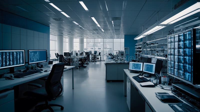 Researchers Analyzing DNA in Molecular Lab with Genetic Sequencing ...