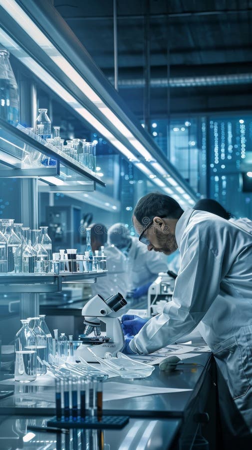 Researchers Conduct Experiments in a Modern Laboratory Using Advanced ...