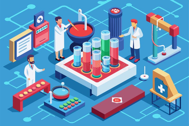 Researchers Conduct Experiments with Test Tubes, Mixing Solutions, and ...