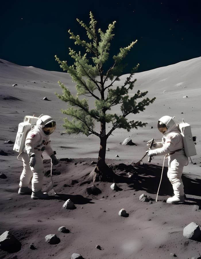 Astronauts Examining Moon Dust Sample Stock Illustration - Illustration ...