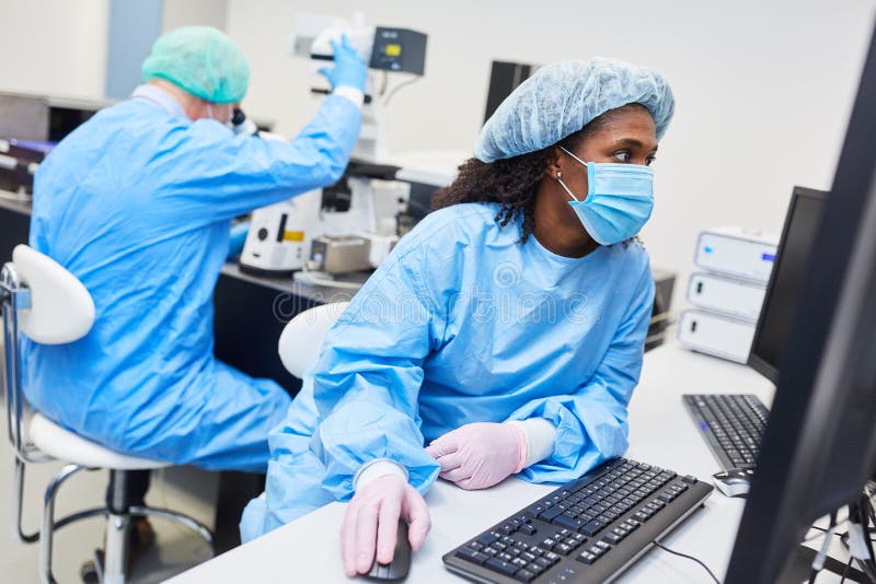 Researchers in the Laboratory Work on Evaluation on the Computer Stock ...