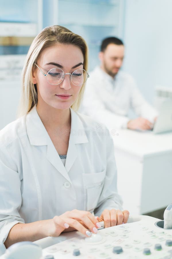 Researchers Team Work at Computer Scientific Analysing Data Out ...