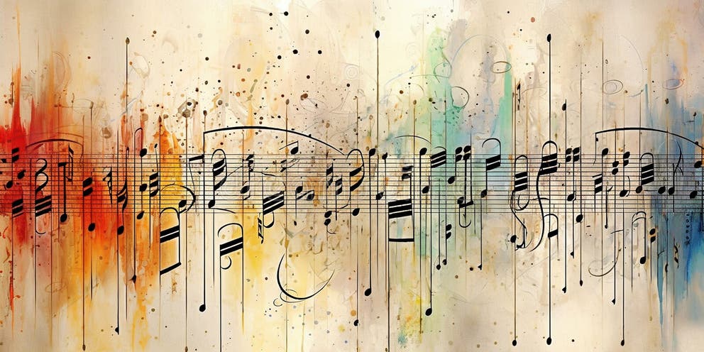 Resembles Musical Score with Various Colored Notes Representing ...