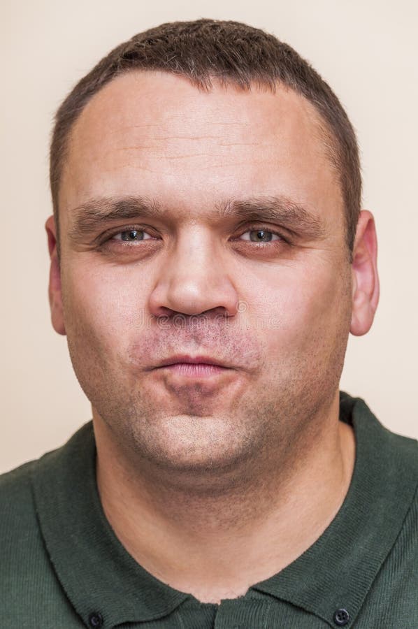 Resentful Man Questionably, Mistrustfully Looking Camera Stock Image ...