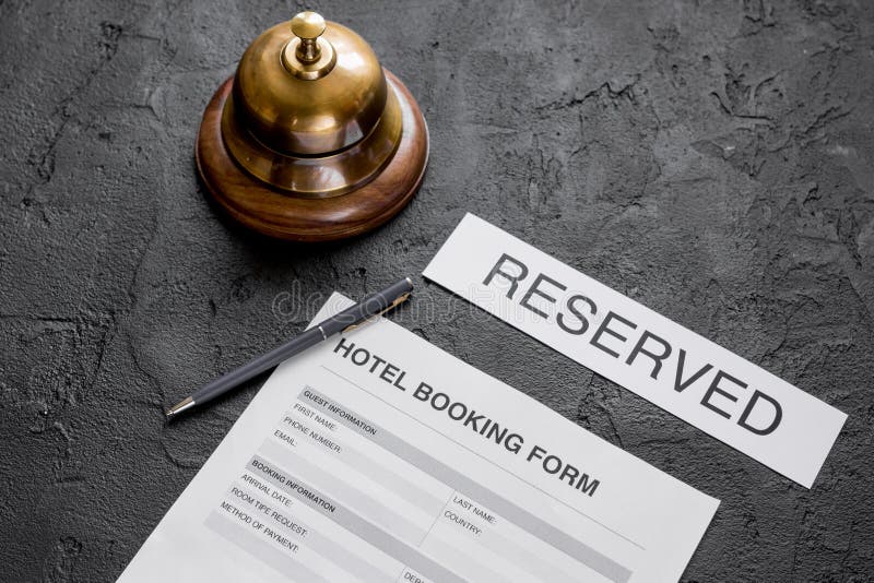 Reservation Form on Hotel Reception Dark Desk Background Stock Image ...