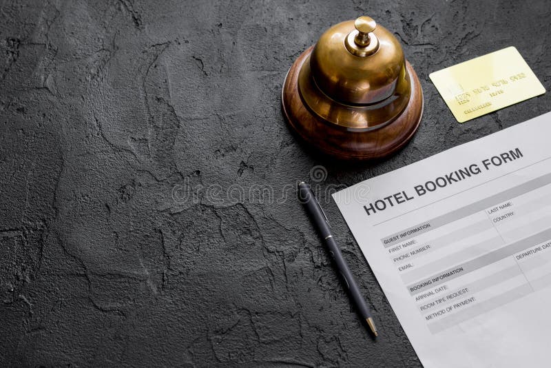 Reservation Form on Hotel Reception Desk Background Top View Mock Up ...