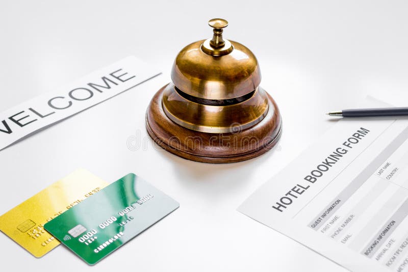Reservation Form on Hotel Reception Desk Background Stock Photo - Image ...