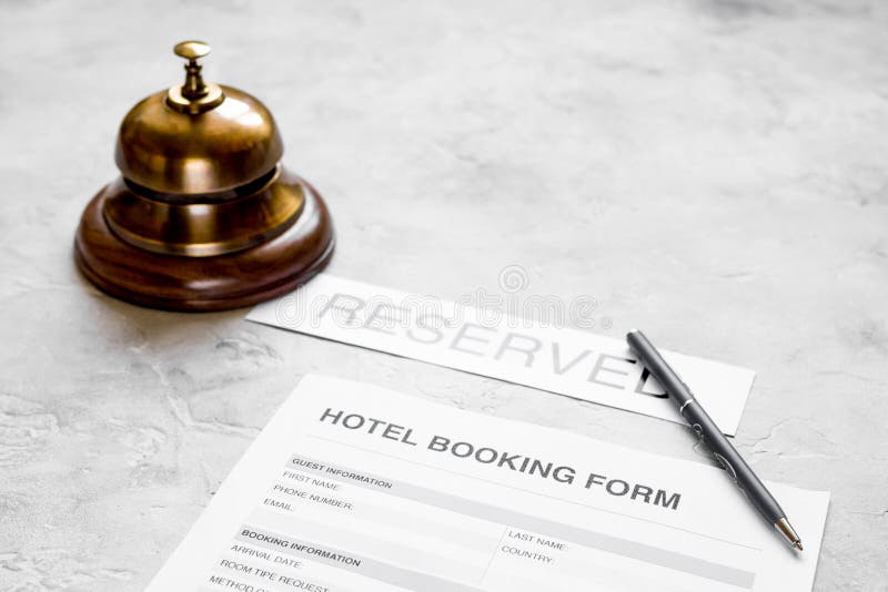 Reservation Form on Hotel Reception Desk Background Top View Mock Up ...