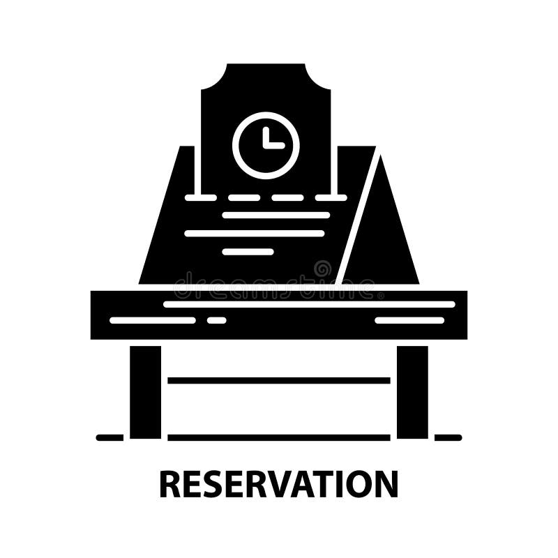 Reservation Icon, Black Vector Sign with Editable Strokes, Concept ...
